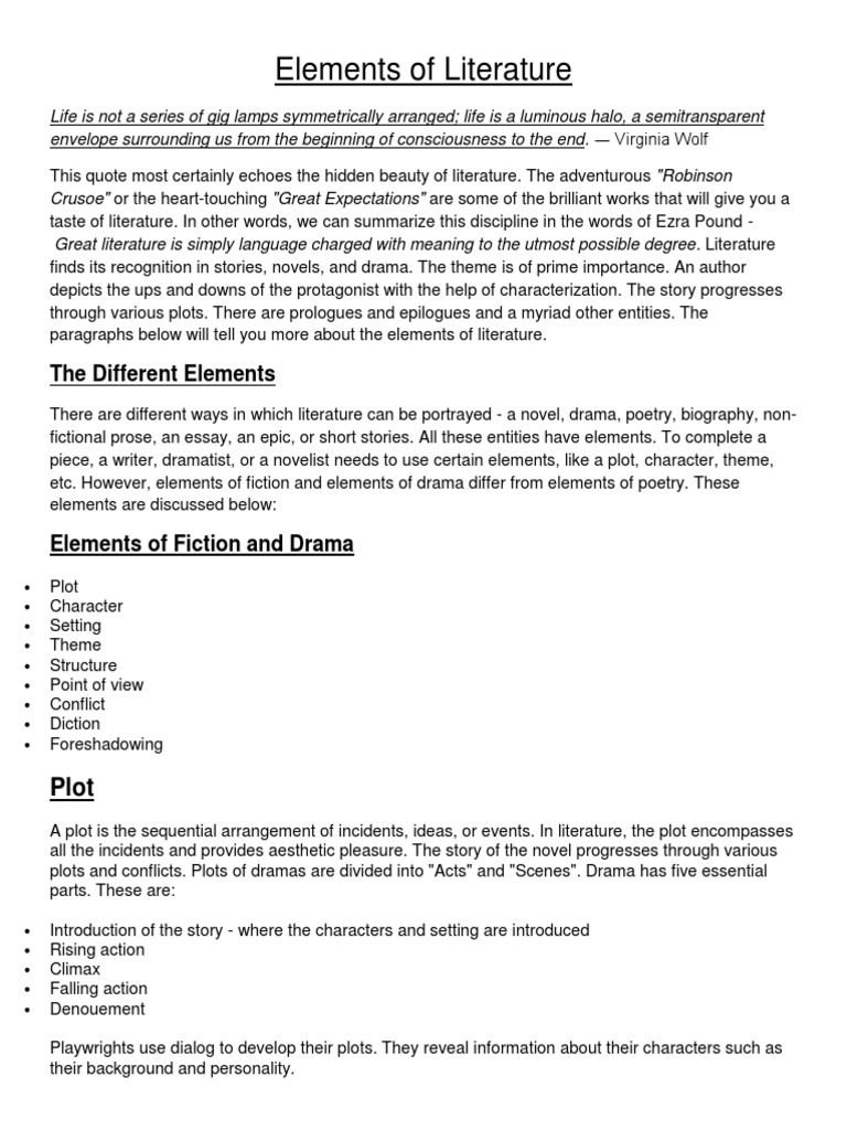 Elements of Literature | PDF | Narration | Poetry