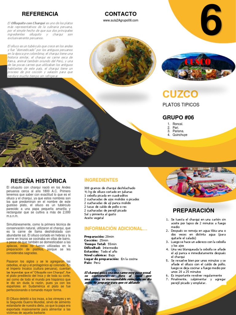 Triptico Cuzco | PDF | Carne | Imperio Inca