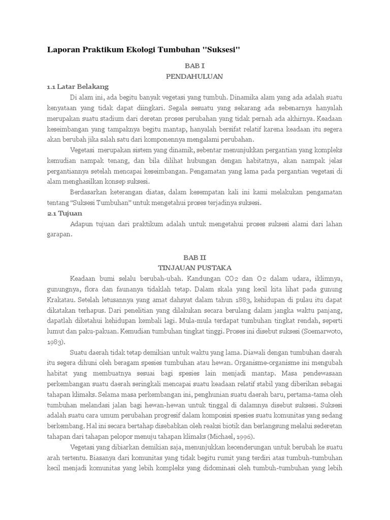 Laporan Praktikum Ekologi Tumbuhan | PDF