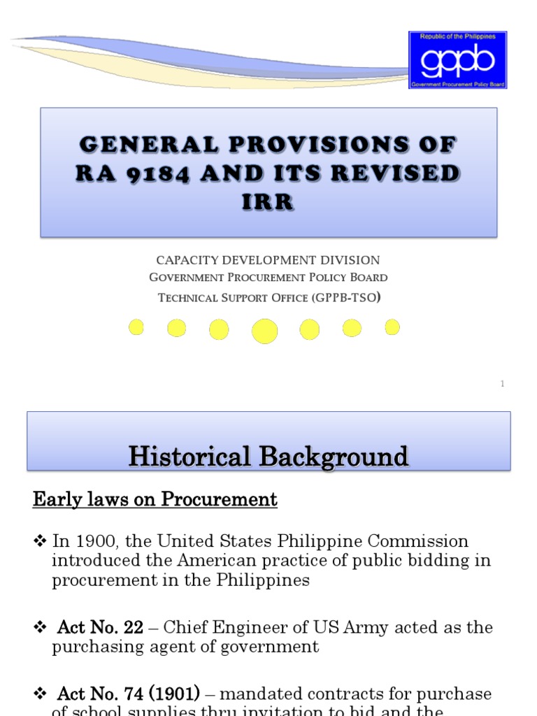 General Provisions of RA 9184 and Its IRR 2 | PDF | Procurement ...