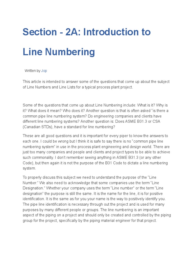 01.line Numbering | PDF | Pump | Pipe (Fluid Conveyance)