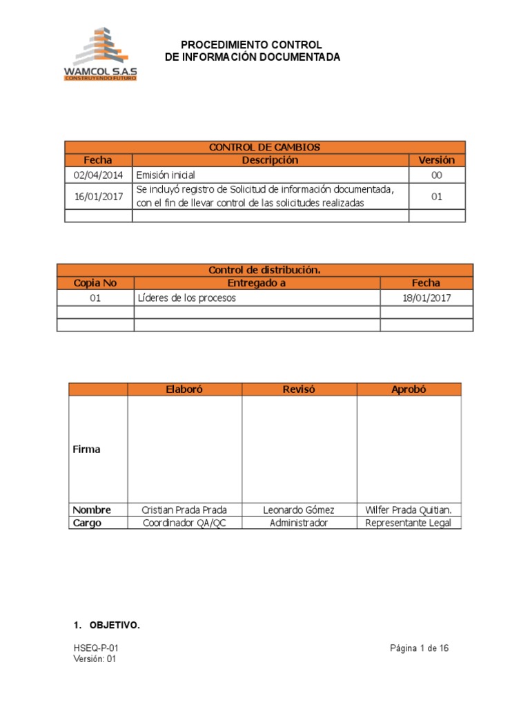 Procedimiento Control de Informacion Documentada | Descargar gratis PDF ...