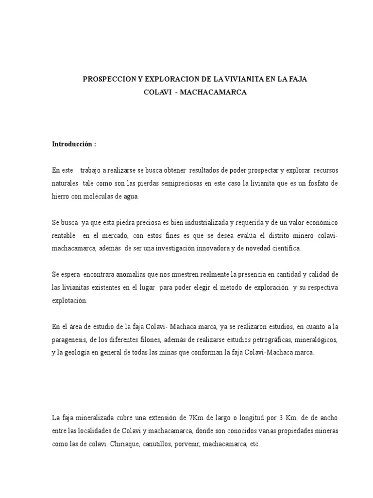 Colavi (Prospeccio y Exploración) | PDF | Minerales | Minería
