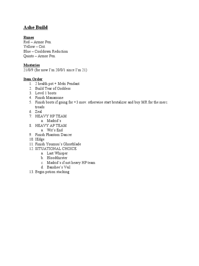 Ashe Build Guide: Runes, Masteries, Items | PDF