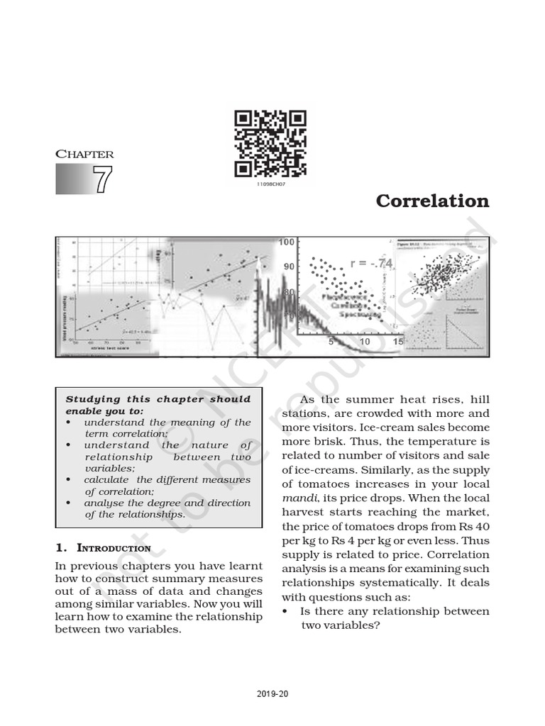 CBSE Class 11 NCERT Book Statistics Correlation Chapter 7 PDF | PDF ...