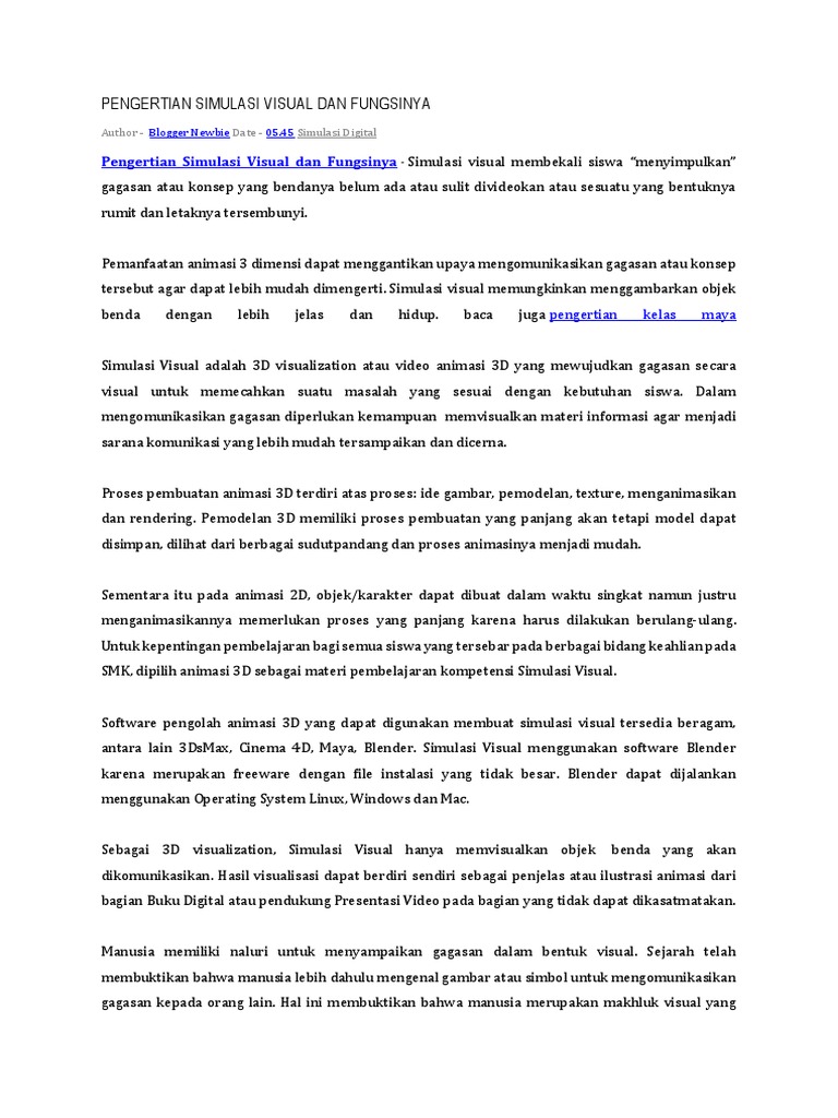 Pengertian Simulasi Visual Dan Fungsinya | PDF