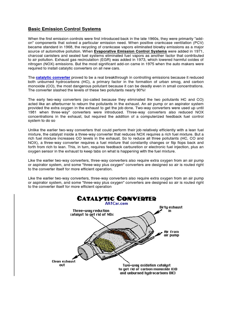 Basic Emission Control Systems | PDF | Carburetor | Exhaust Gas