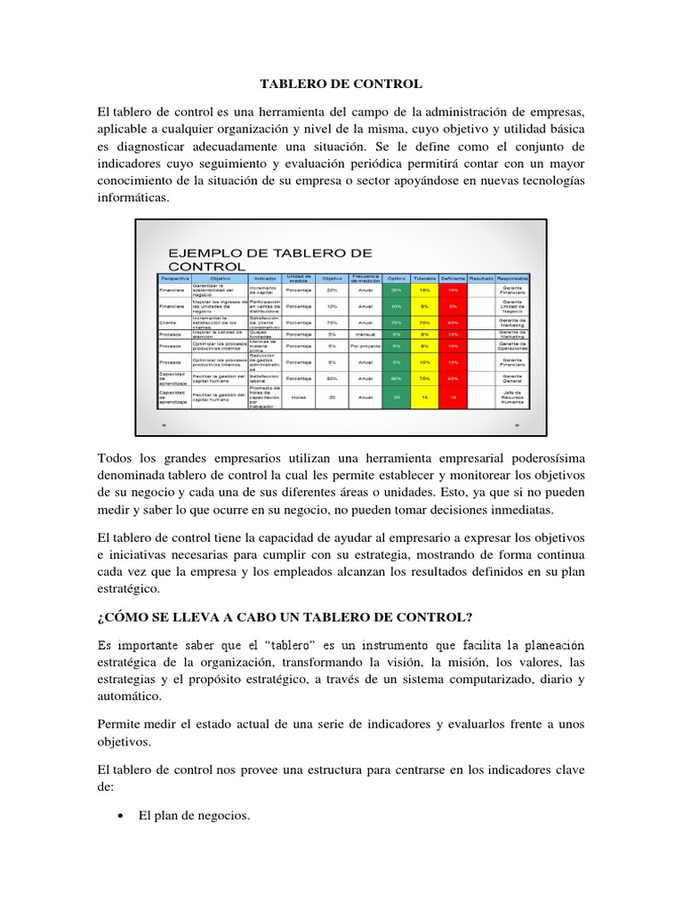Tablero de Control | PDF | Business | Economias