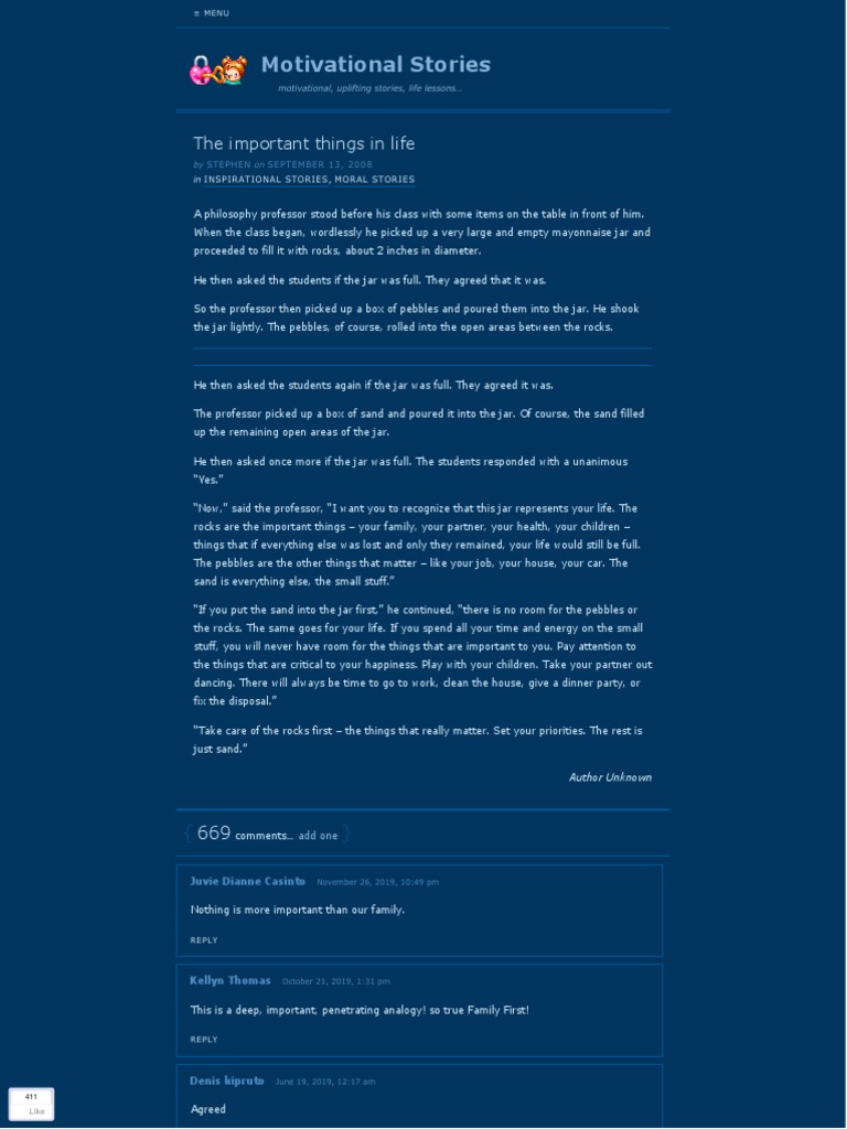 The Jar of Life: A Story About Prioritizing What Really Matters | PDF