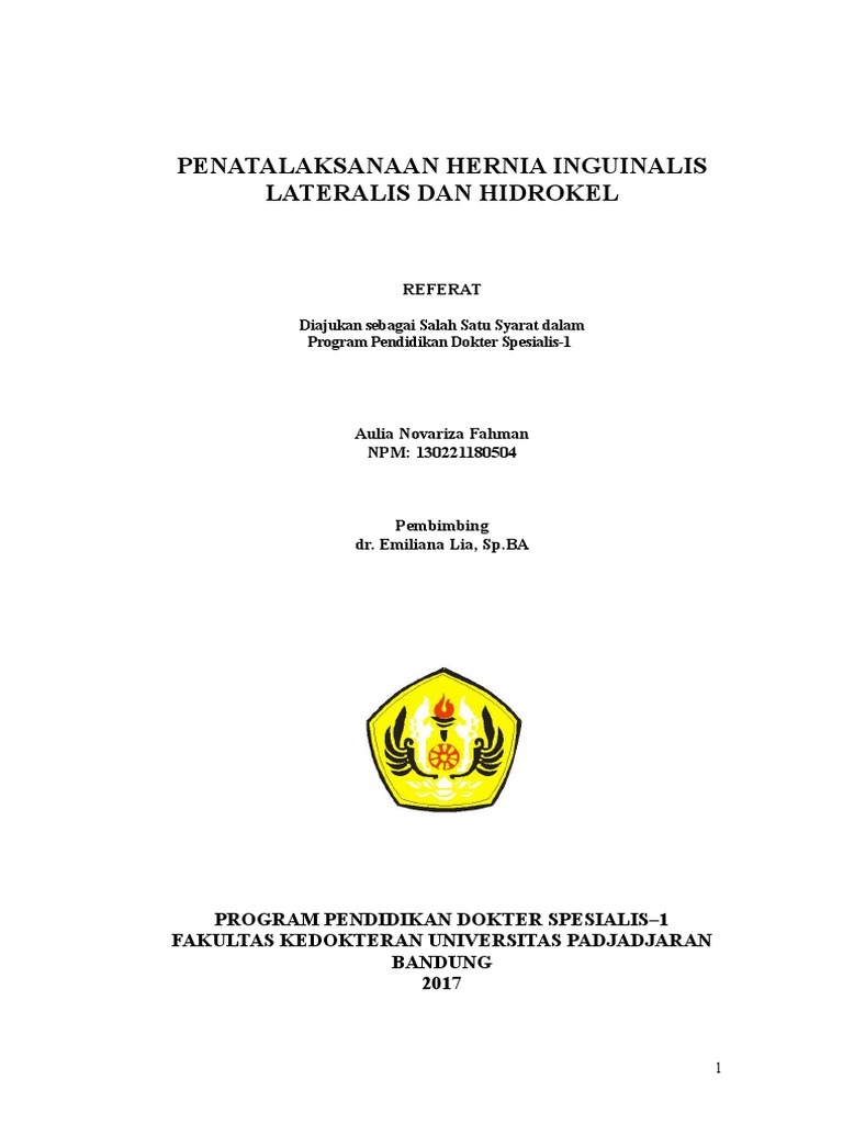 Referat Hernia Inguinalis Dan Hidrokel | PDF | Pengembangan Diri | Kesehatan Holistik