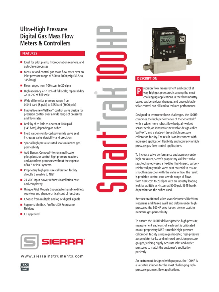 100 HP Datasheet | PDF | Flow Measurement | Valve