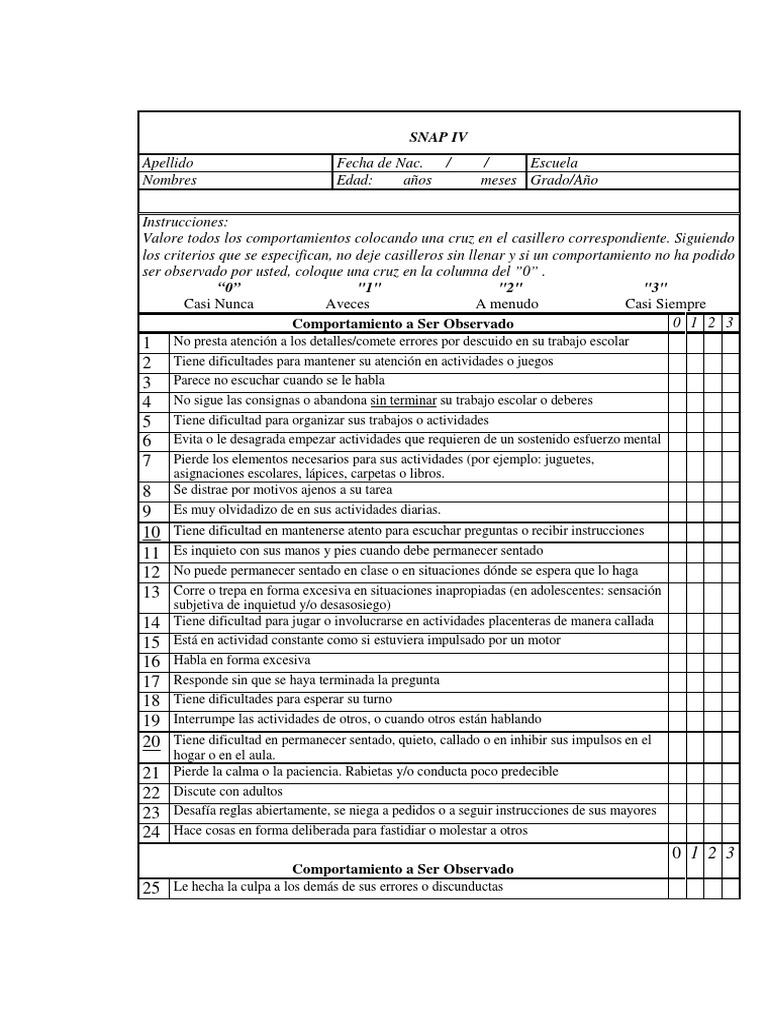 Snapiv Skamp | PDF | Desorden hiperactivo y deficit de atencion ...