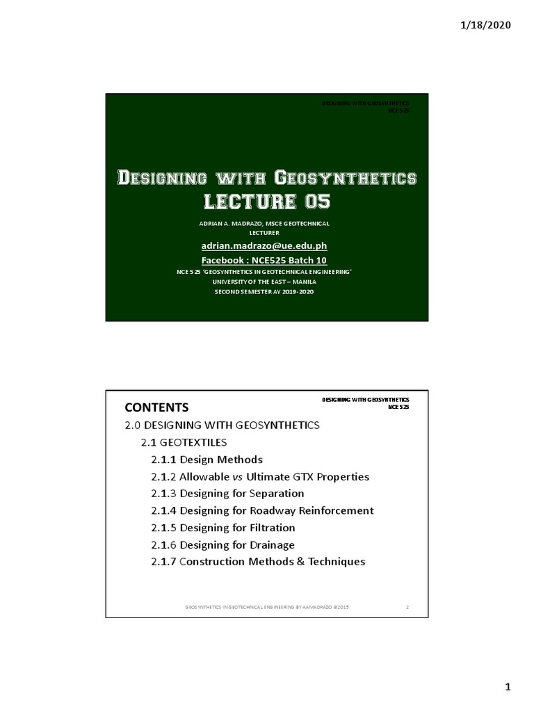 LEC05 Designing With Geosynthetics | PDF | Geotechnical Engineering ...
