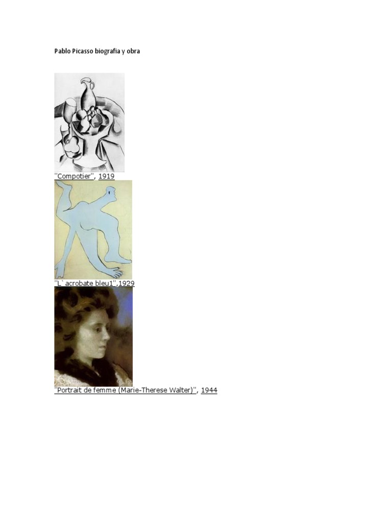 Pablo Picasso Biografia y Obra | PDF | Pablo Picasso | Cubism