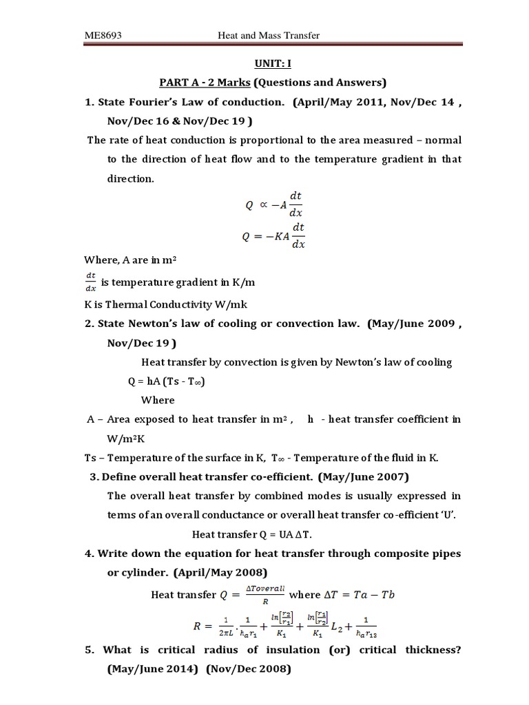HMT - UNITS 1,2,3,4 and 5 | PDF | Boundary Layer | Heat Transfer