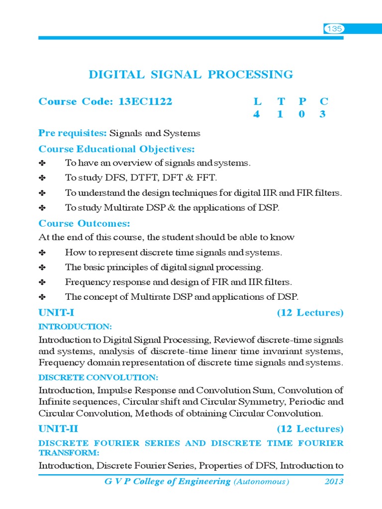 Digital Signal Processing PDF | PDF | Digital Signal Processing ...