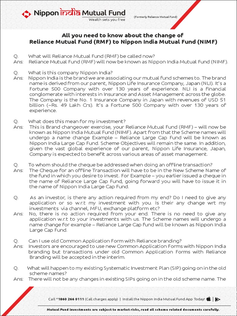 Nippon India Mutual Fund FAQ | PDF | Mutual Funds | Value Added Tax