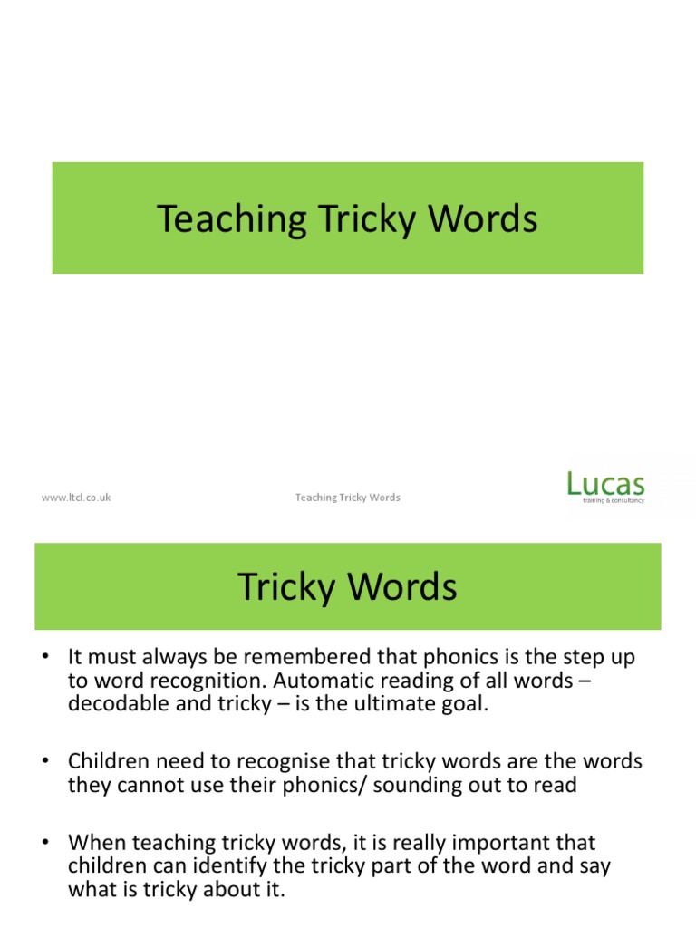 Teaching Tricky Word Ideas | PDF | Phonics | Leisure