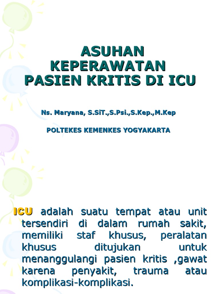 001.asuhan Keperawatan Pasien Kritis Di Icu | PDF