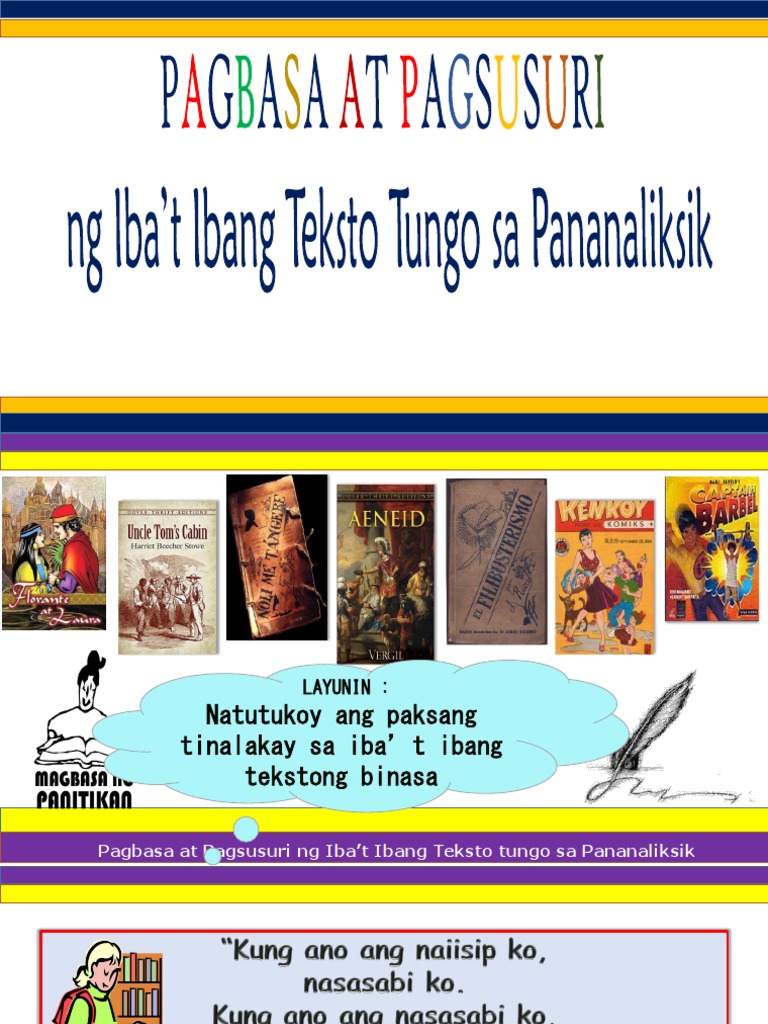 Unang Bahagi Pagbasa at Pagsusuri Tungo Sa Pananaliksik | PDF