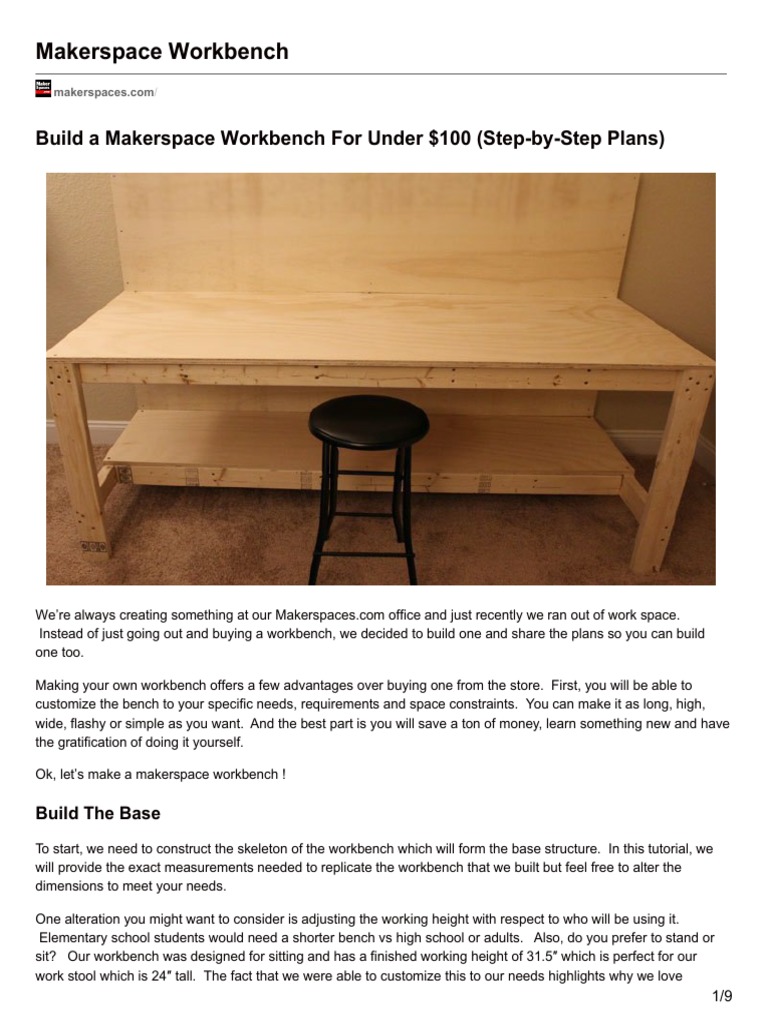 Makerspace Workbench PDF | PDF | Lumber