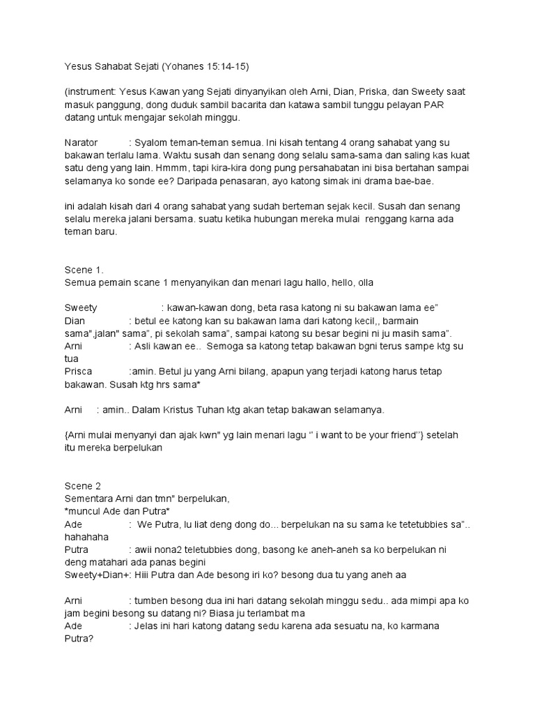 Yesus Sahabat Sejati (Yohanes 15:14-15) | PDF