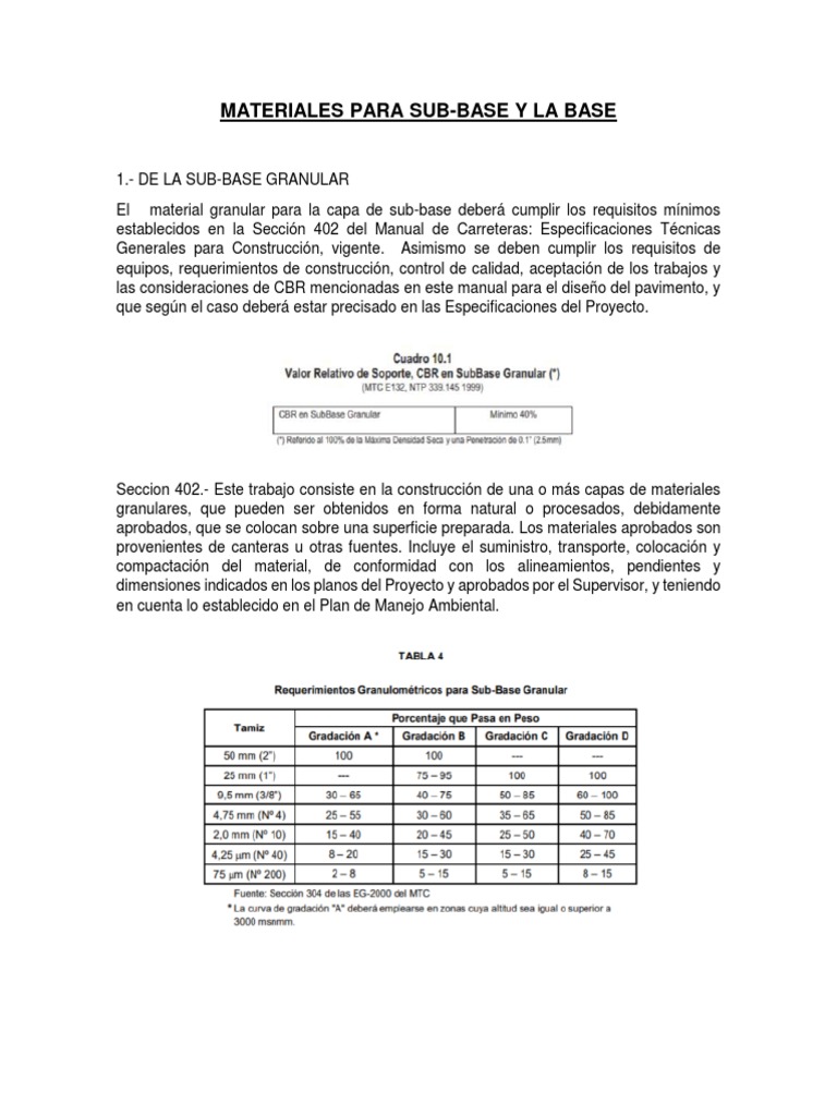 Materiales para Base y Sub - Base 2 | PDF