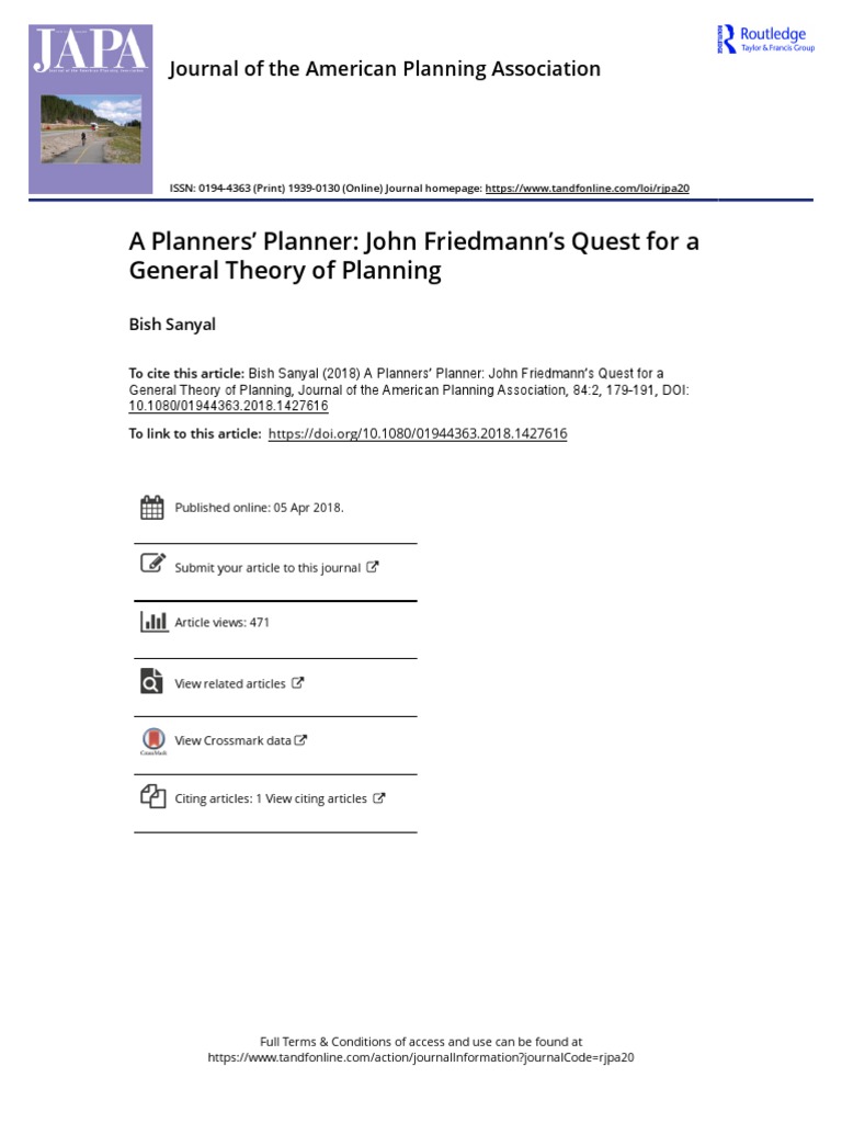 A Planners Planner John Friedmann S Quest For A General Theory of ...