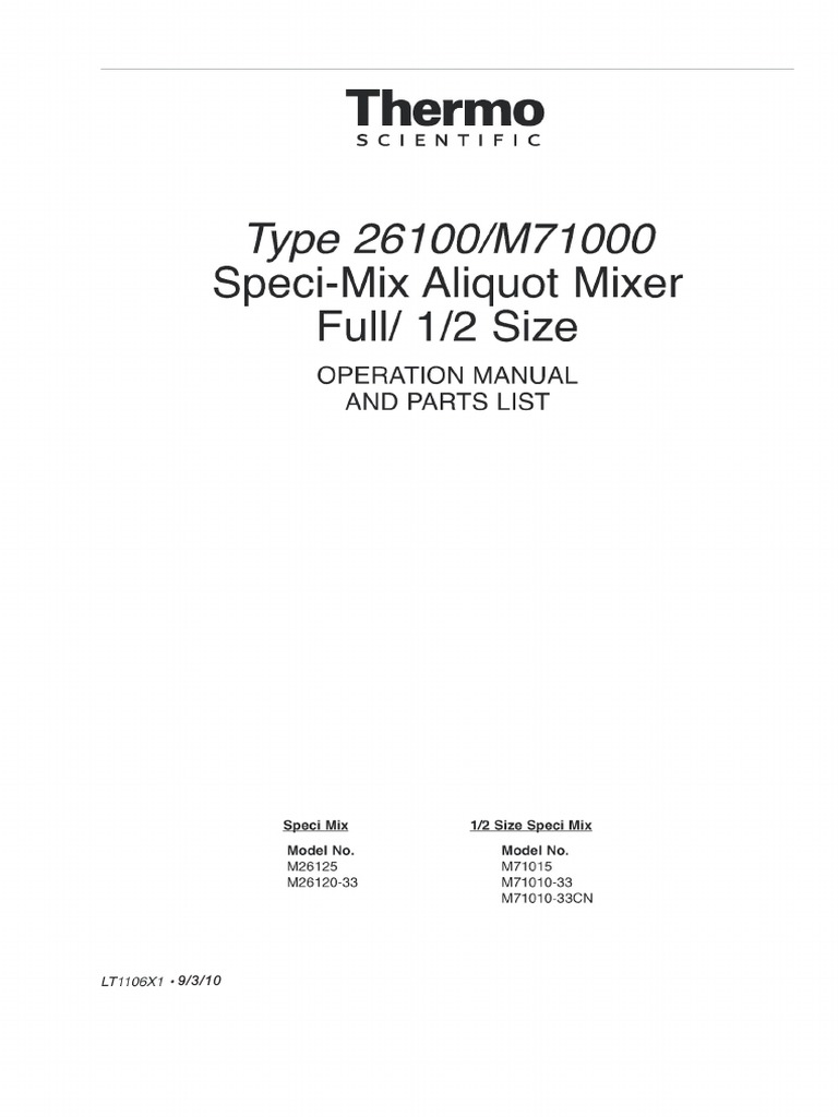 Speci-Mix Aliquot Mixer 26100 | PDF | Manufactured Goods | Electrical ...