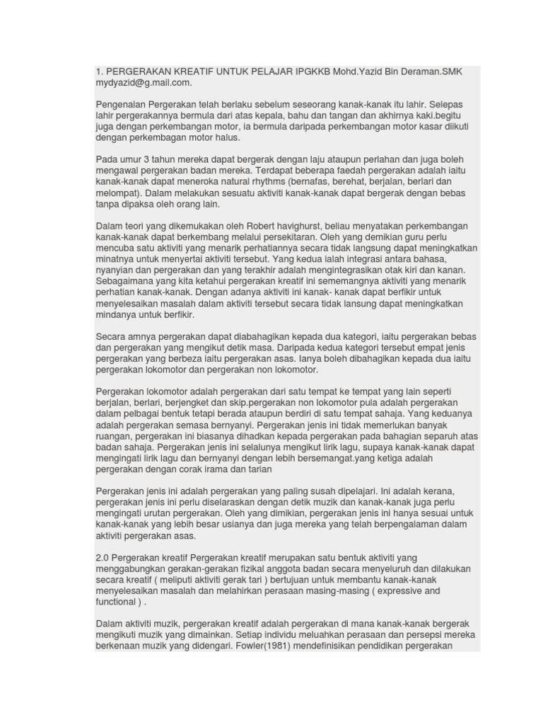 Pergerakan Kreatif Pelajar IPGKKB | PDF