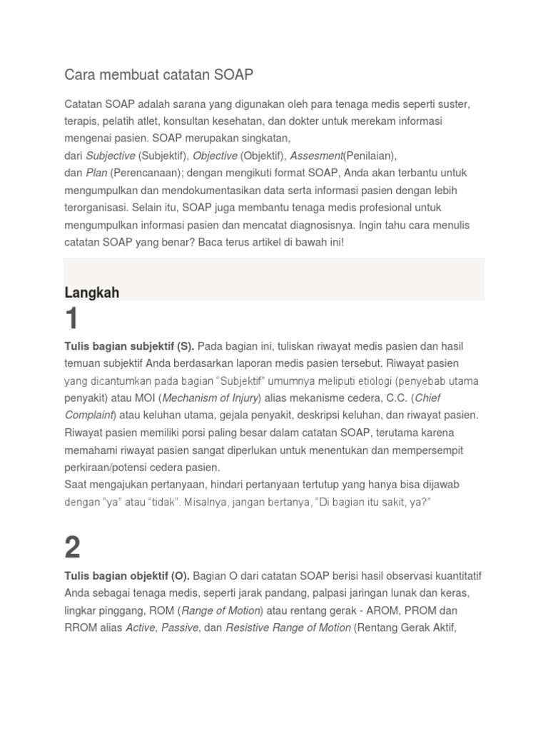 Cara Membuat Catatan SOAP | PDF