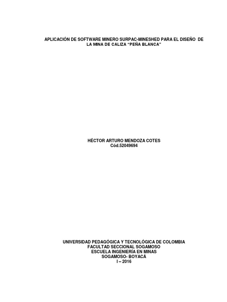 Aplicación de Software Minero Surpac-Mineshed para El Diseño de | PDF ...