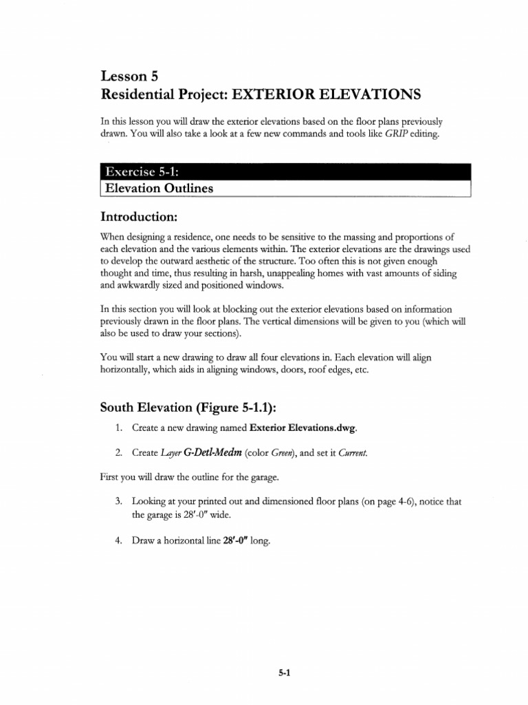 Lesson 05 - Exterior Elevations | PDF | Window | Drawing