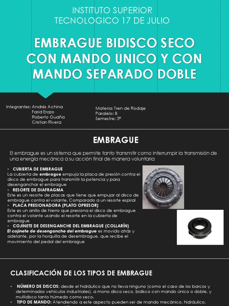 Embrague Bidisco Seco Con Mando Unico y Con | PDF | Embrague ...