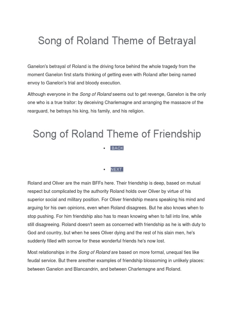 Song of Roland Theme of Betrayal | PDF