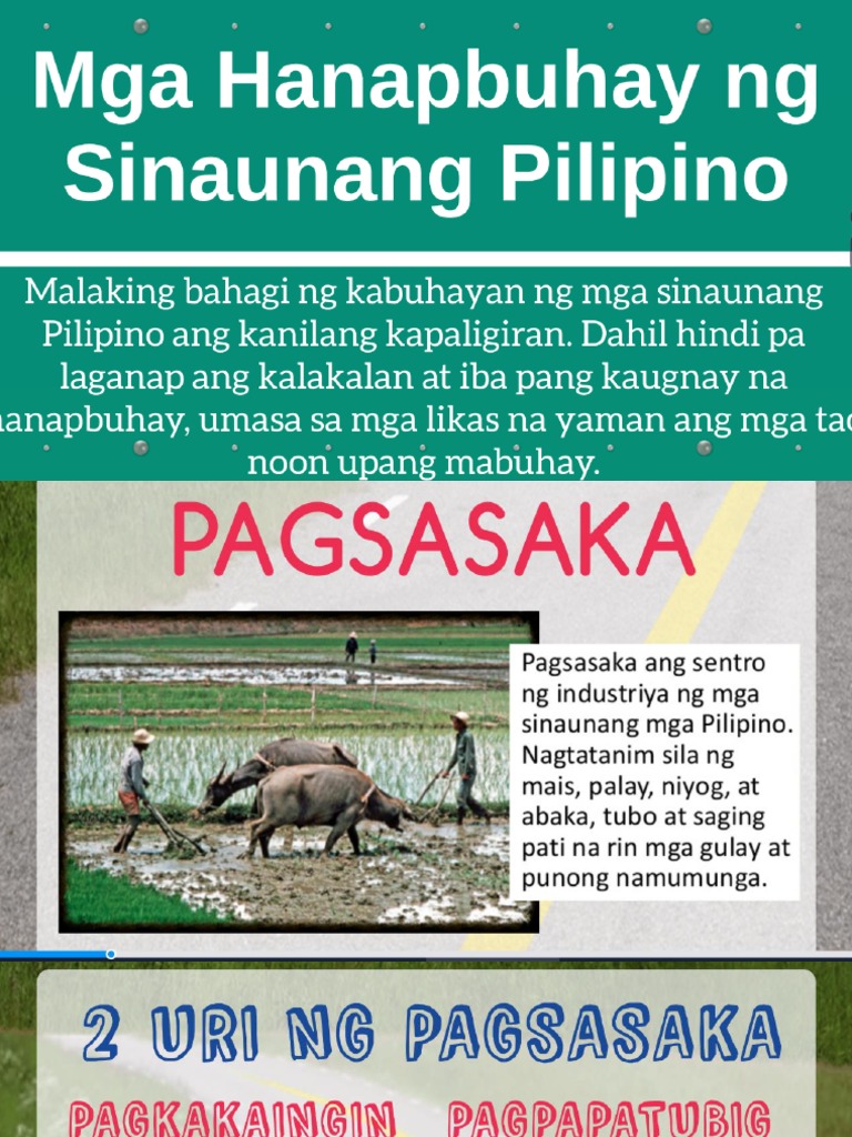 Hanapbuhay NG Mga Sinaunang Pilipino | PDF Hanapbuhay NG Mga Sinaunang Pilipino | PDF