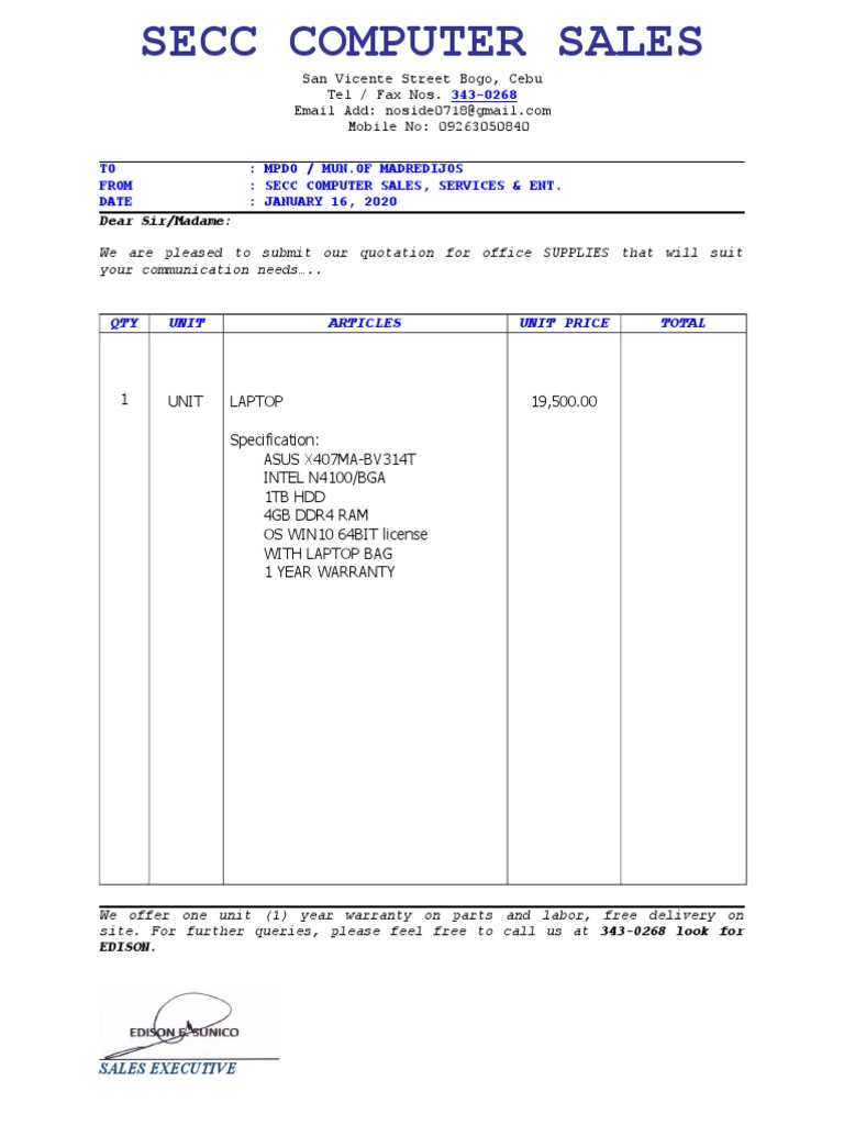 Quotation For Laptop | PDF | Games & Activities | Computers