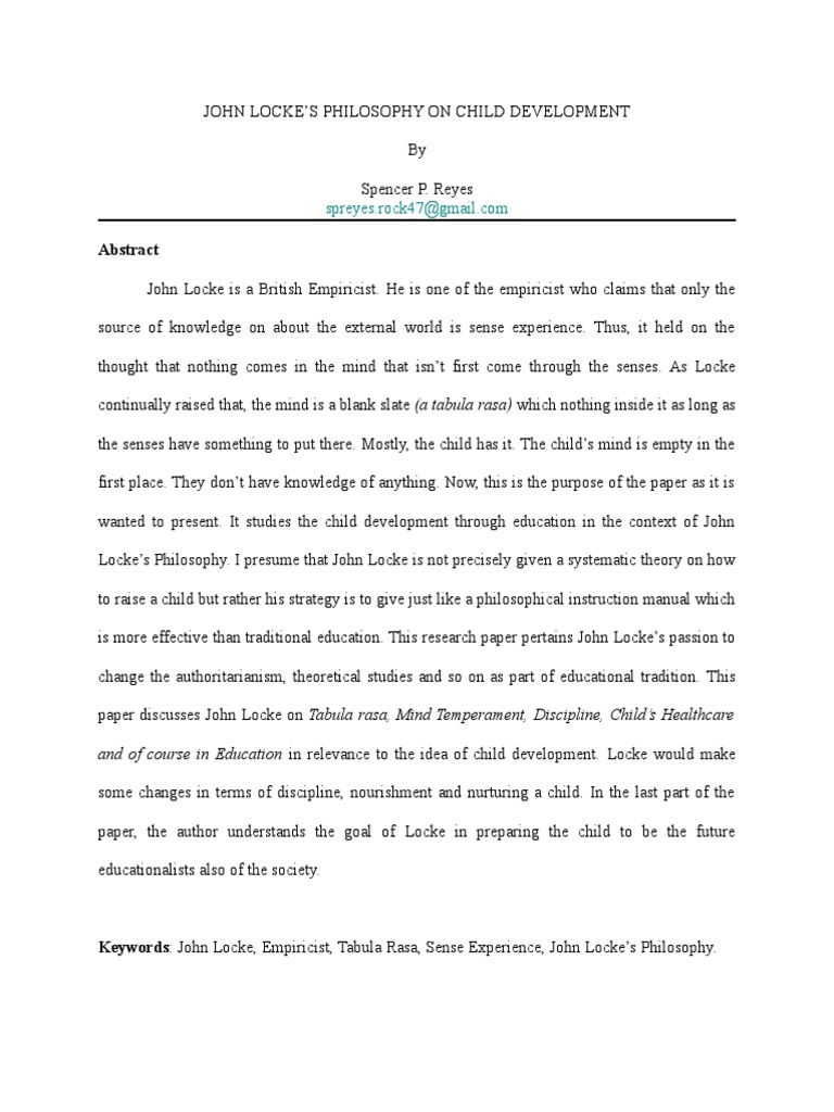 Locke's Philosophy on Child Development | PDF | John Locke | Idea