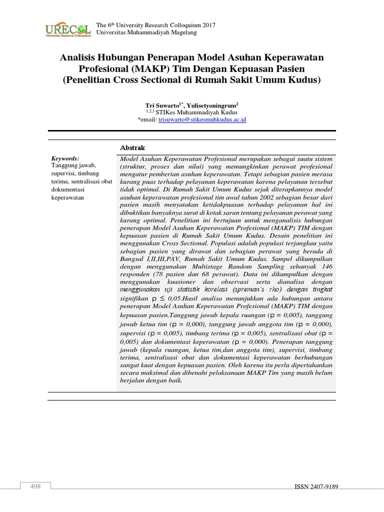 Analisis Hubungan Penerapan Model Asuhan Keperawatan Profesional (Makp ...