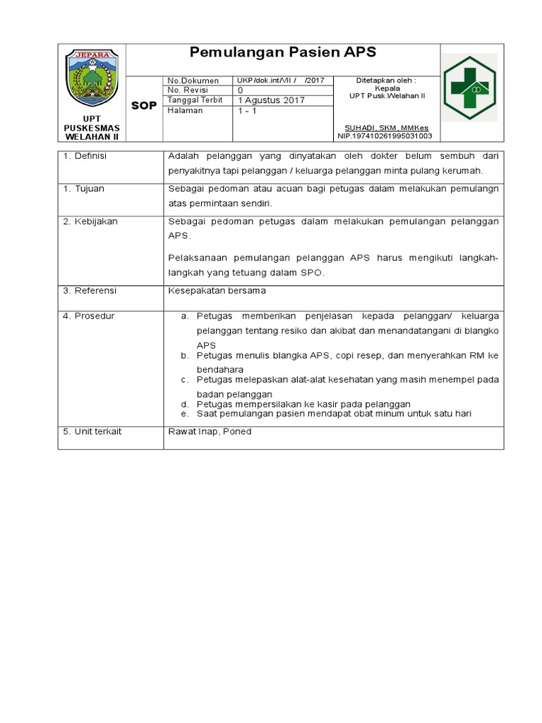 Prosedur Pemulangan Pasien APS | PDF