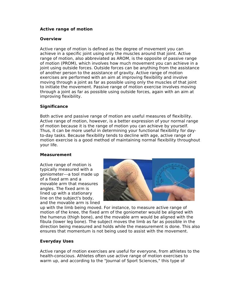 Active Range of Motion Guide | PDF | Self-Improvement | Science ...