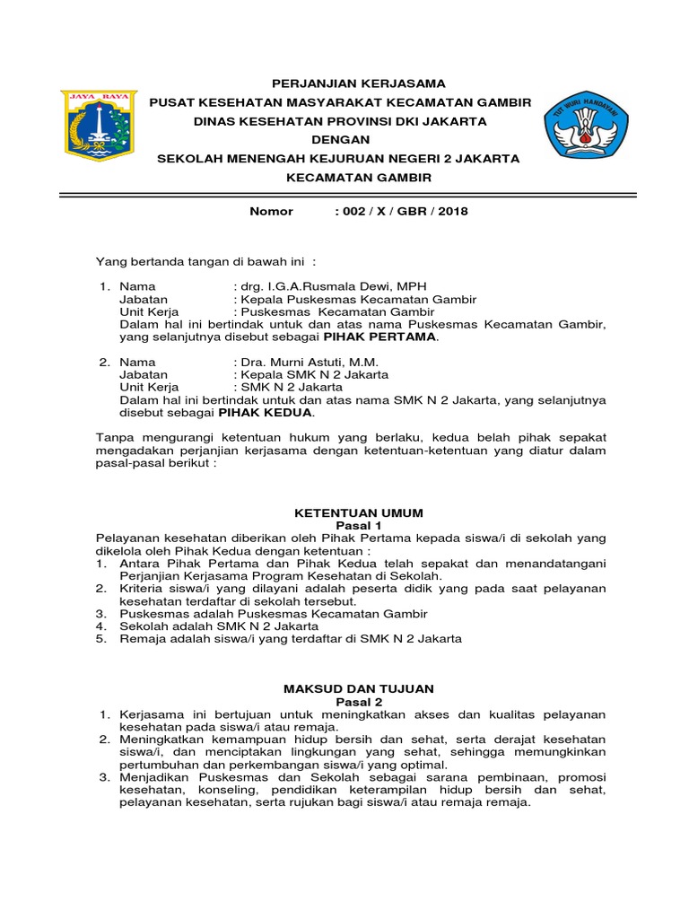 Mou Puskesmas Dengan Sekolah | PDF
