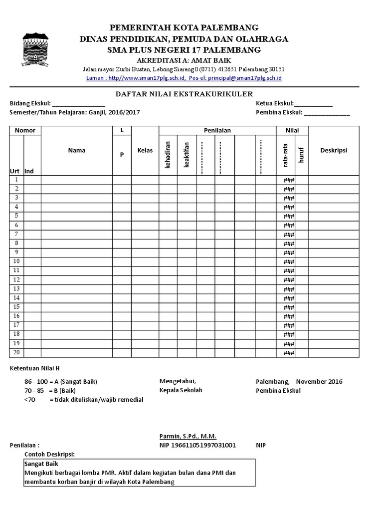 Blanko Penilaian Ekskul | PDF