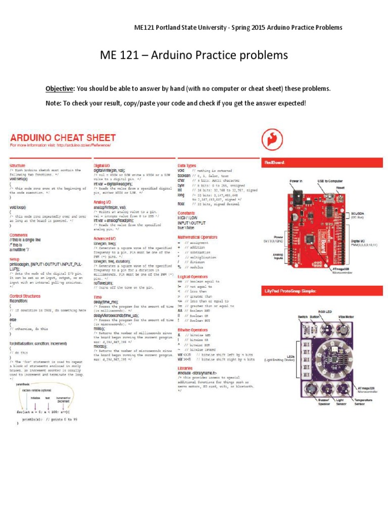 Arduino Practice Problems PDF | PDF | Input/Output | Electrical Engineering