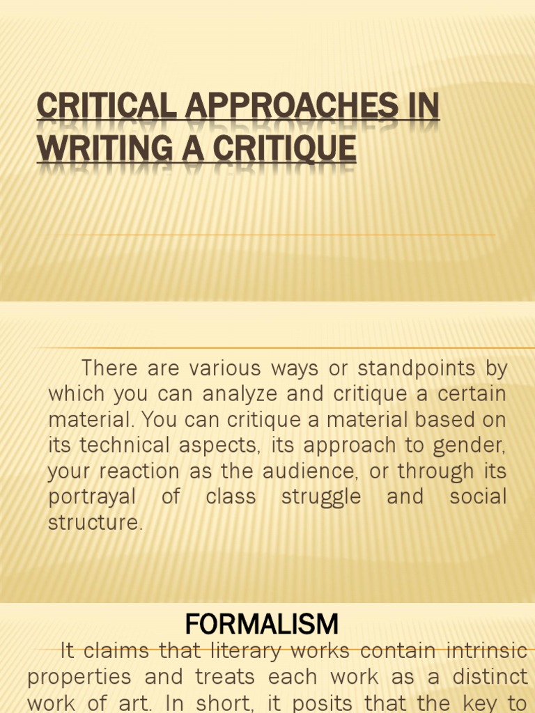 Critical Approaches in Writing A Critique Paper | PDF | Archetype ...