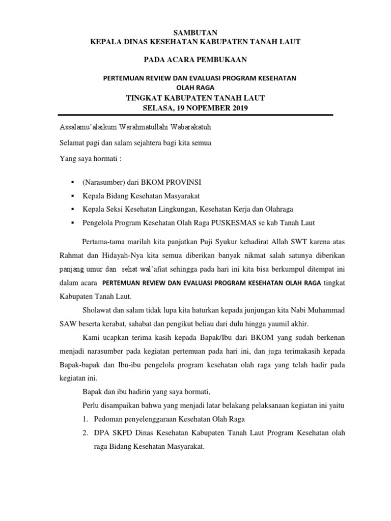 Sambutan Kepala Dinas Kesehatan | PDF