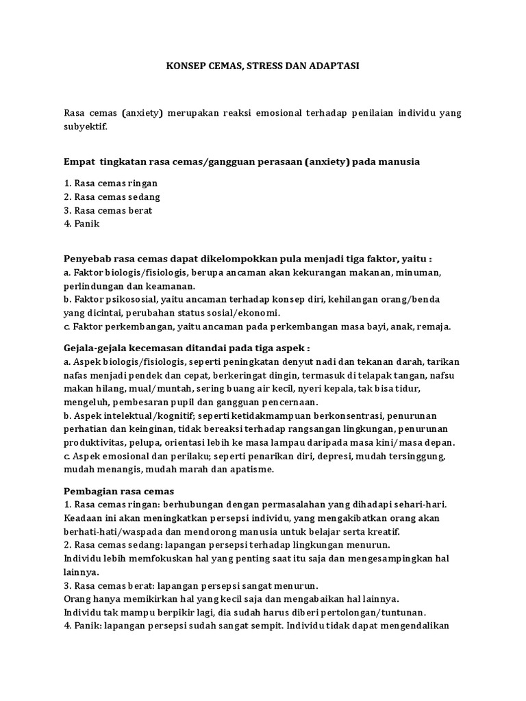Konsep Cemas | PDF