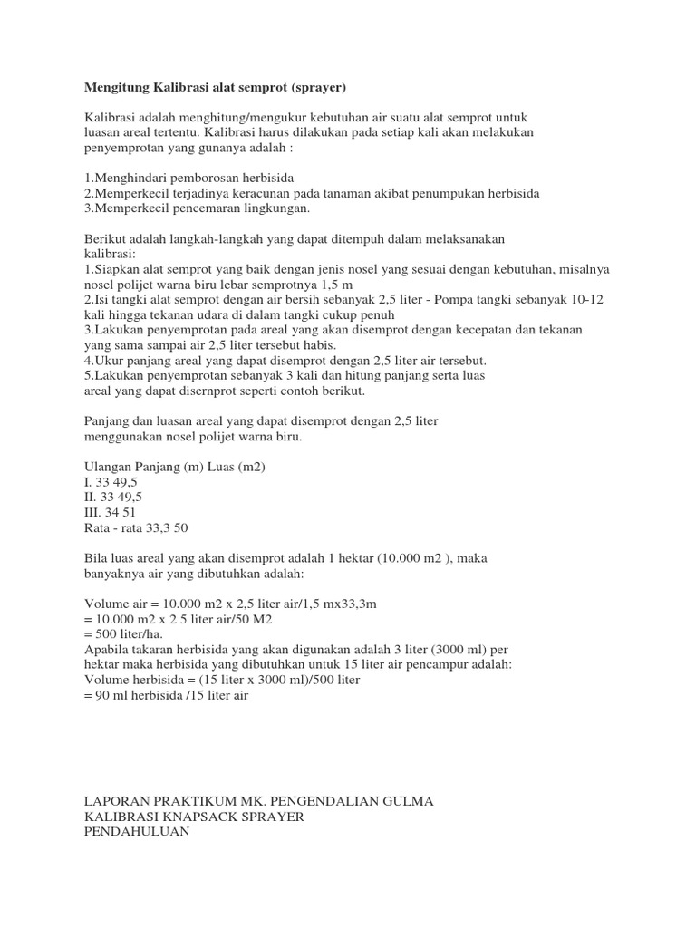 Mengitung Kalibrasi Alat Semprot | PDF