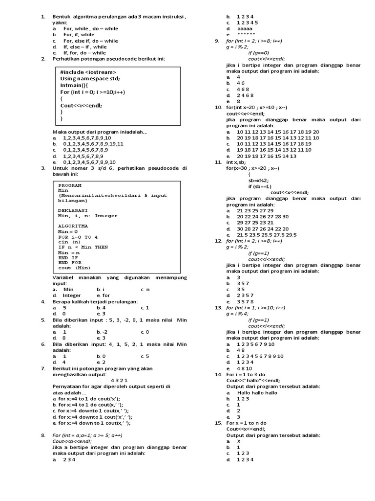 Soal Pemrograman Dasar X MM | PDF