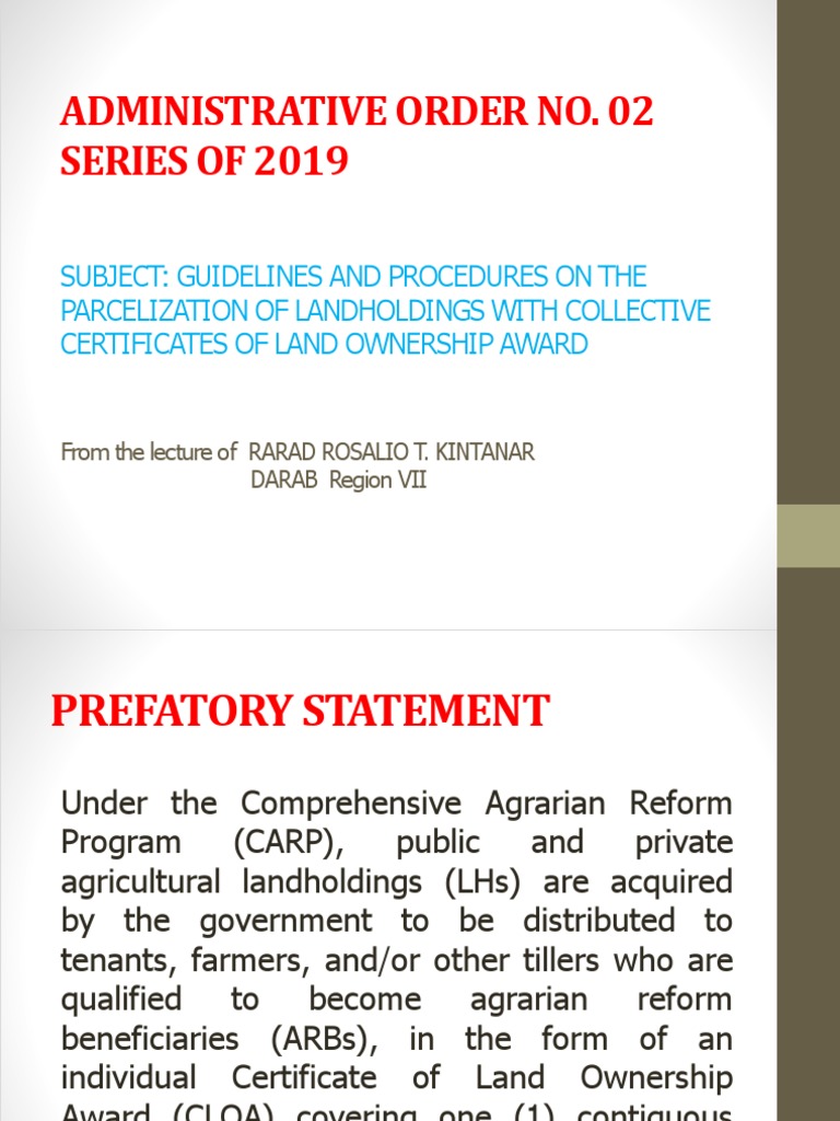 Guidelines for Parcelization of CCLOAs | PDF | Law And Economics ...
